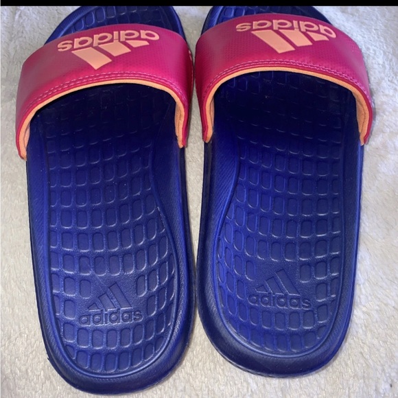 adidas | Shoes | Adidas Kids Slide Sandals Blue And Pink | Poshmark